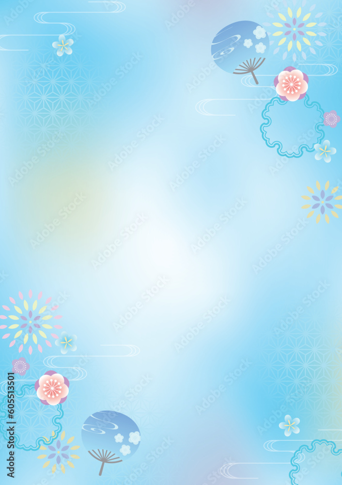 Japanese style summer background with pattern Stock Vector | Adobe Stock