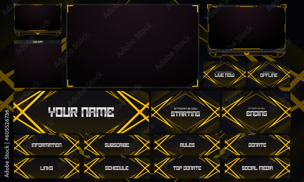 Twitch Overlay Live Stream template set Stock Vector | Adobe Stock