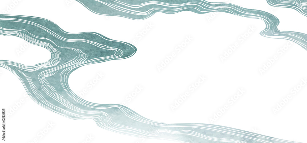 Oriental natural wave pattern with ocean sea decoration banner design ...