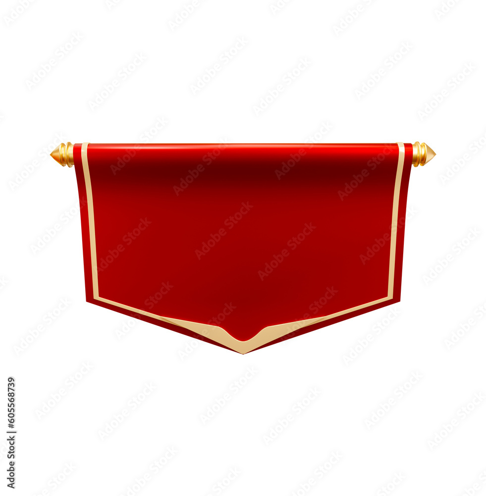 Red pennant flag 3d rendering illustration Stock Illustration | Adobe Stock
