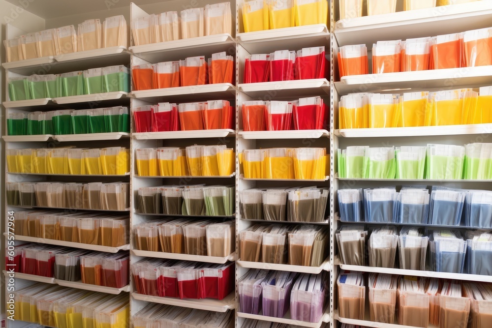 a color-coded system for categorizing piles of documents and files ...