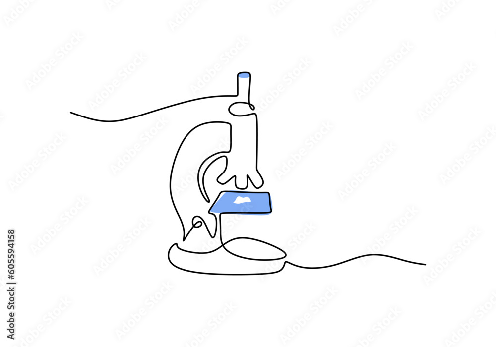 Microscope - School education object, one line drawing continuous ...