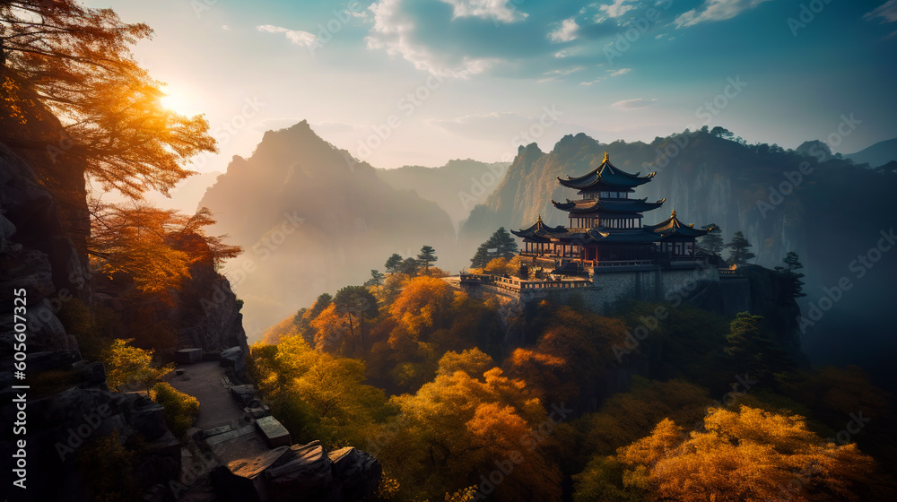 Beautiful landscapes with japan building. Japanese ancient asian ...