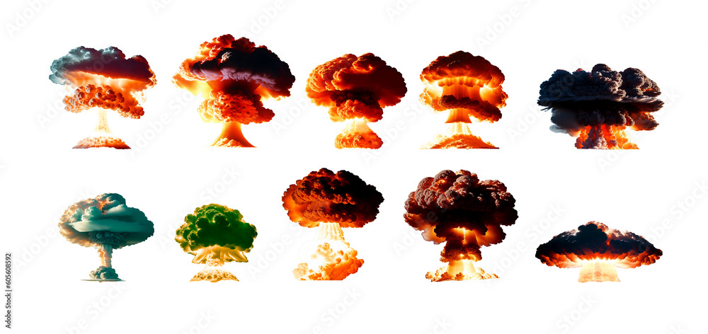 Set of nuclear explosions, atomic blast png transparent background ...