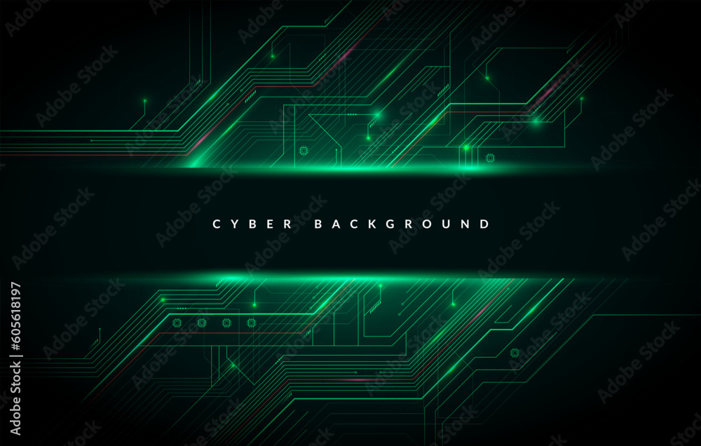 Electronic Cyber Technology Background With Black Banner Stock Vector ...