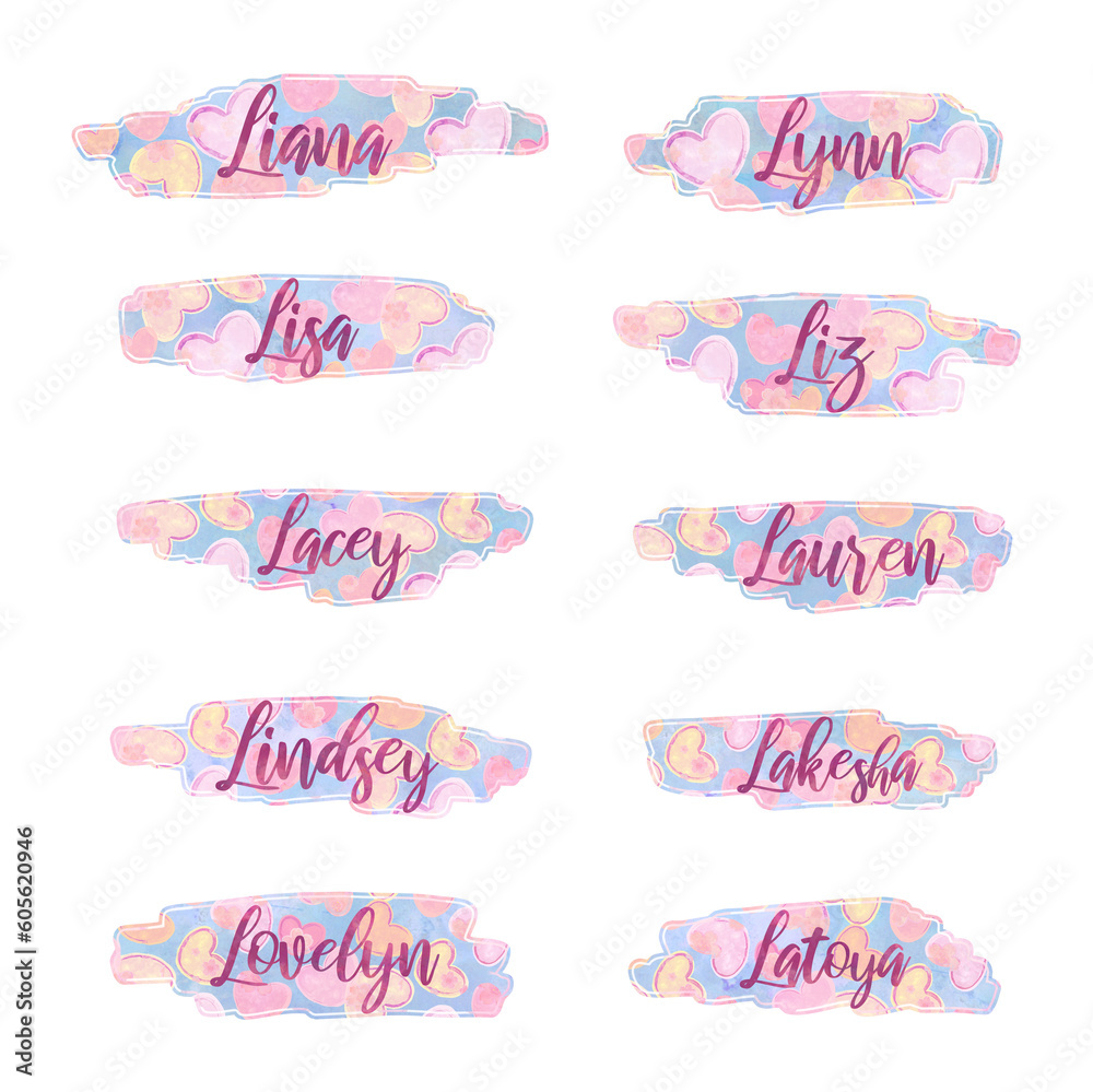 baby girl names that start with letter L, stickers, USA, labels with ...