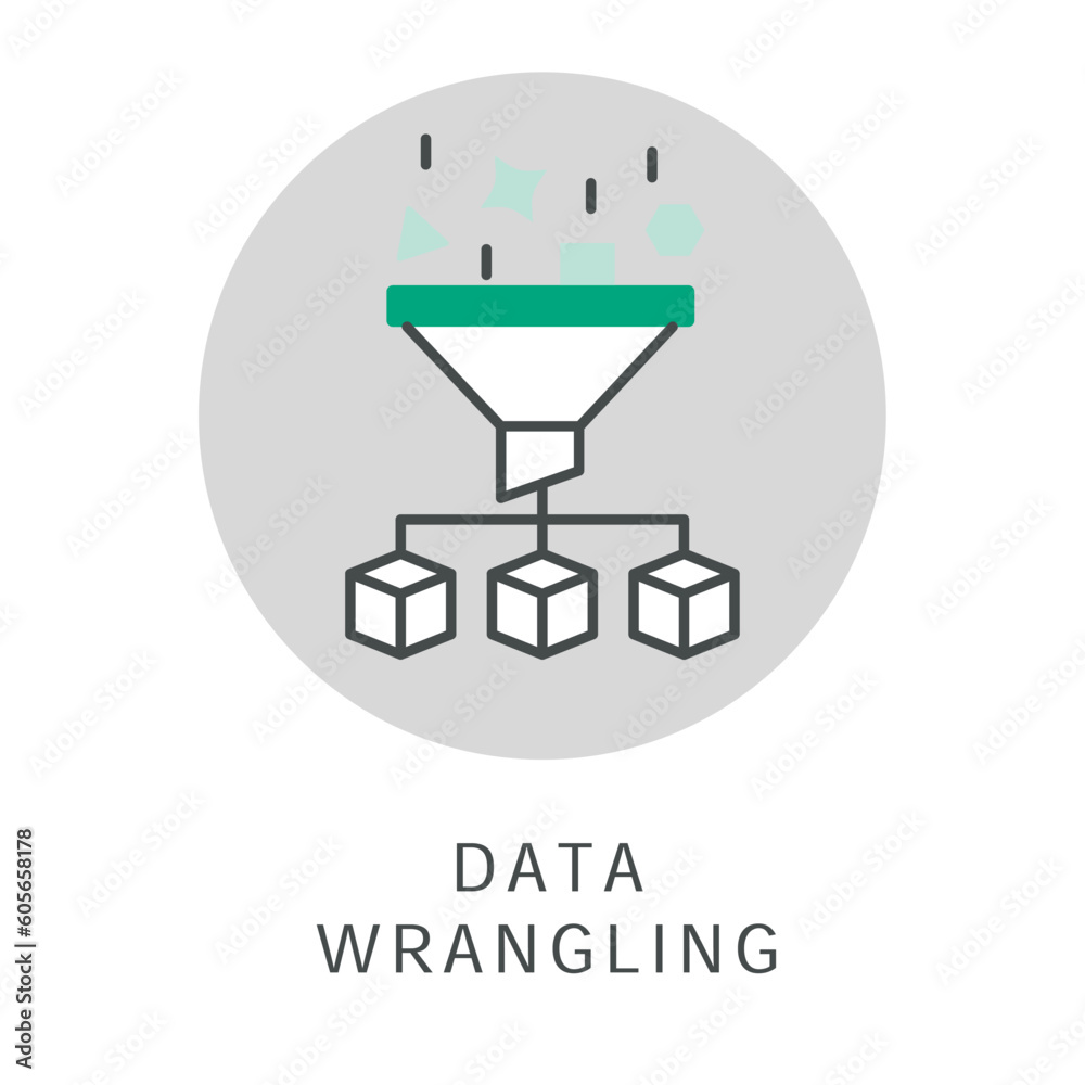 Data Wrangling Icon. Data preprocessing icon, Data transformation ...