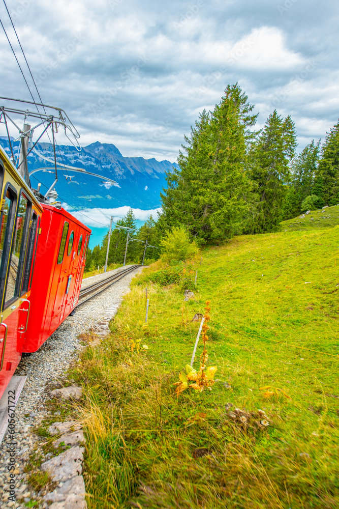 Photo Stock Amazing train ride from Schynige Platte trail in Bernese ...