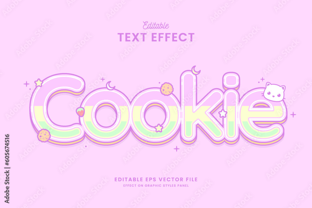decorative cookie editable text effect vector design Stock Vector | Adobe Stock