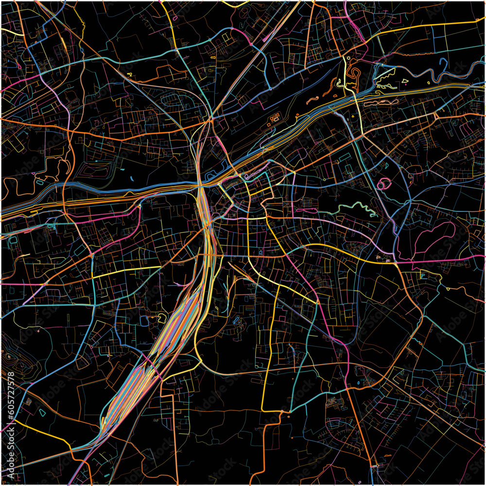 Vector de Stock Colorful Map of Hamm, North Rhine-Westphalia with all ...