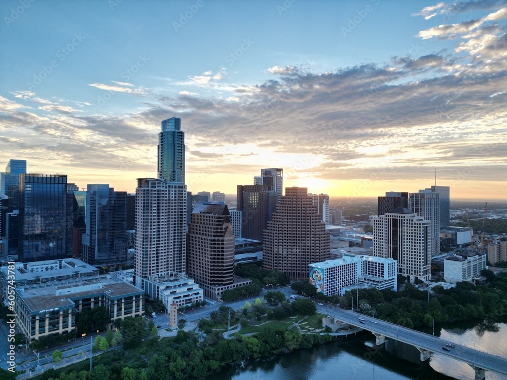 Town Lake, aka Ladybird Lake overlooking three bridges: Mopac Union ...