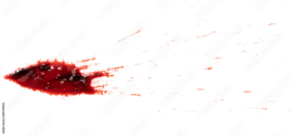 Dripping blood isolated on white background. Flowing bloody stains ...