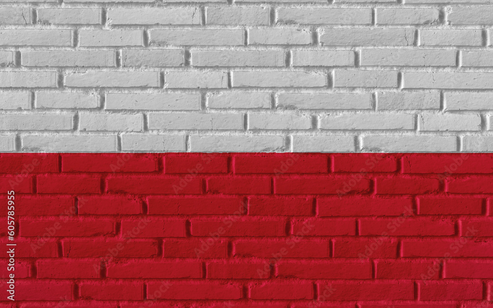 Poland country national flag painting on old brick textured wall with ...