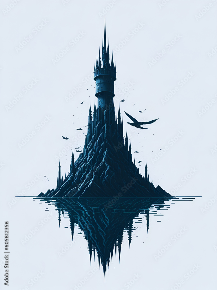 Cartoon watchtower. AI generated illustration Stock Illustration ...