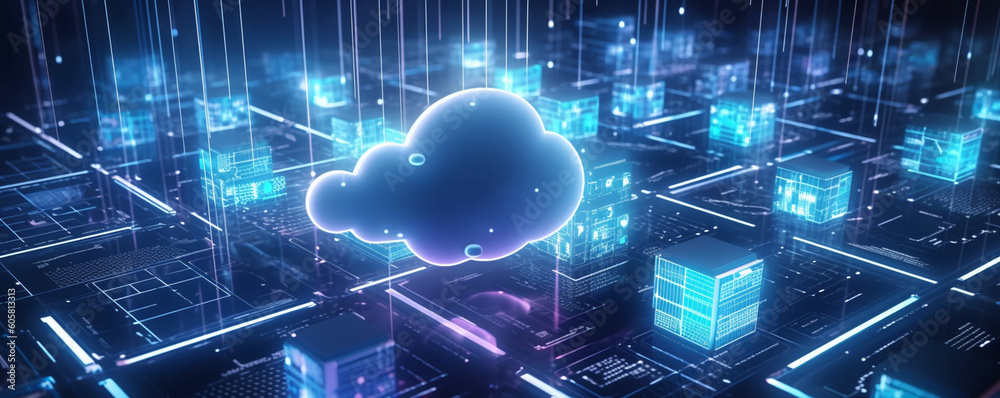 Concept art of cloud computing with a network of interconnected data ...