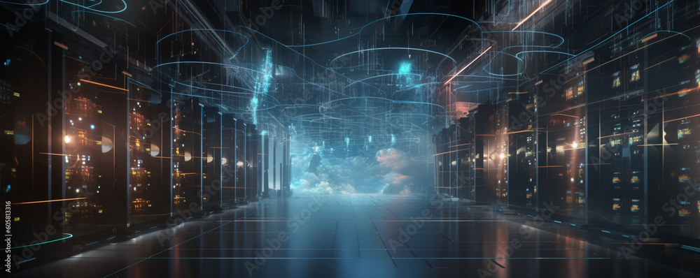 Concept Art Of Cloud Computing With A Network Of Interconnected Clouds