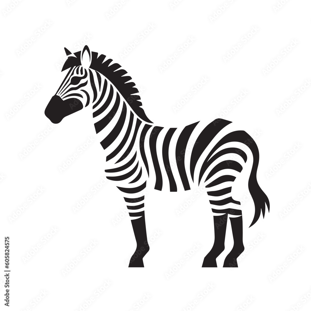 Black zebra logo, icon design template, zebra animal silhouette ...