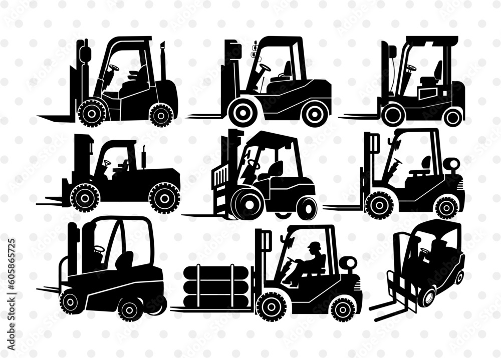 Vector de Stock Forklift SVG, Forklift Silhouette, Lift Truck Svg ...