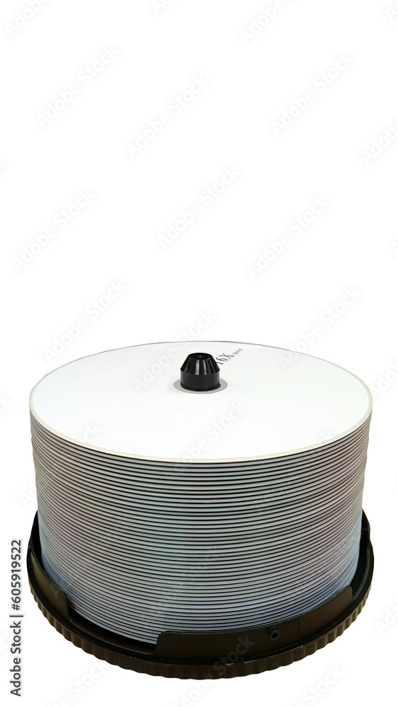 Stack pile of blank dvd or cd dics isolated, transparent background ...