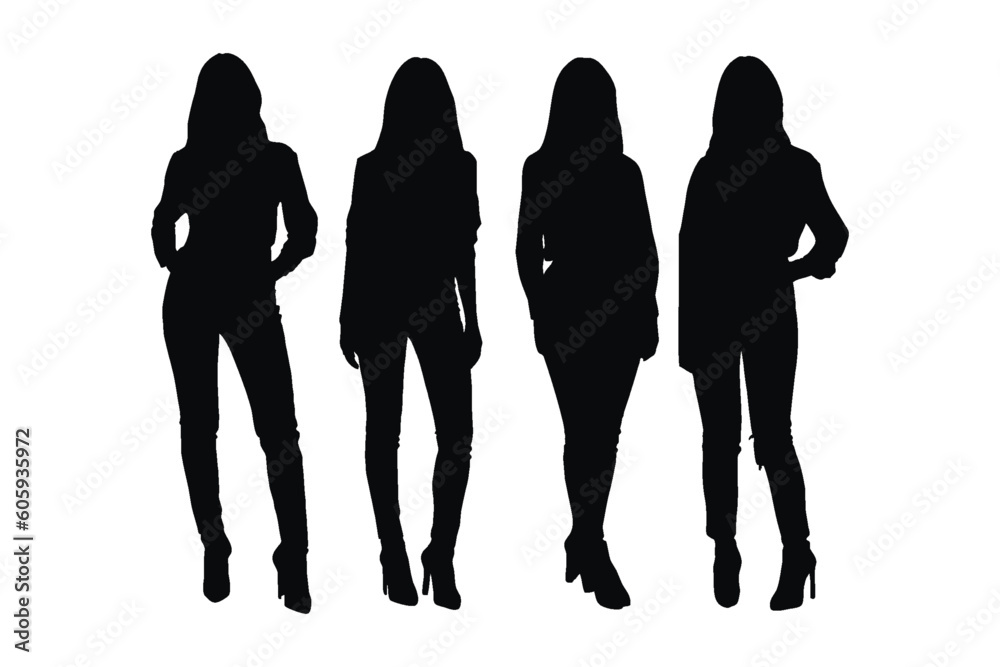 Vector de Stock Female models and actors standing in different position ...