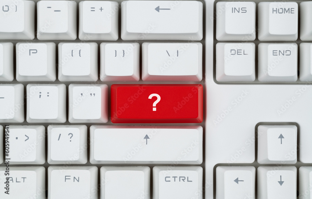 Modern keyboard with question mark button Stock Photo | Adobe Stock
