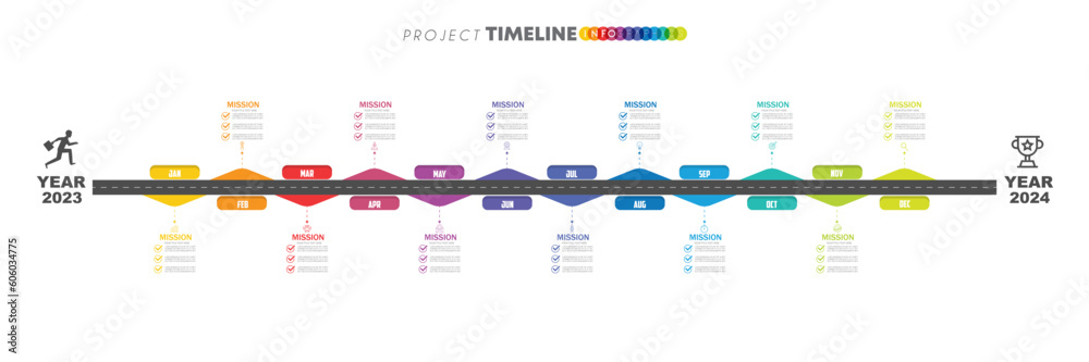 infographic Project timeline graph for 12 months modern diagram ...