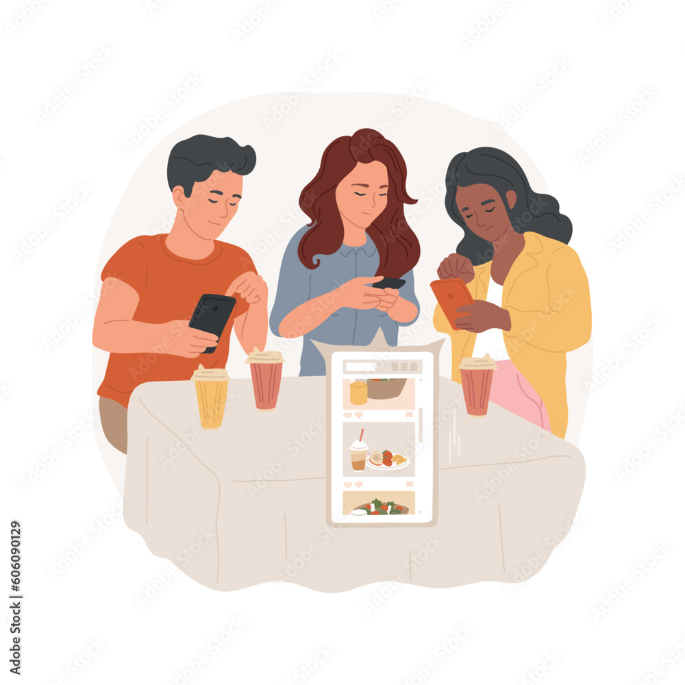 Scrolling through social media isolated cartoon vector illustration ...