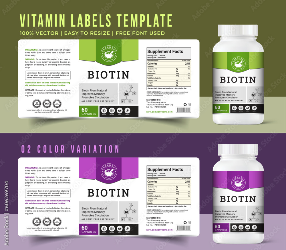 Multi vitamin label design bottle jar, multivitamin bio food supplement ...