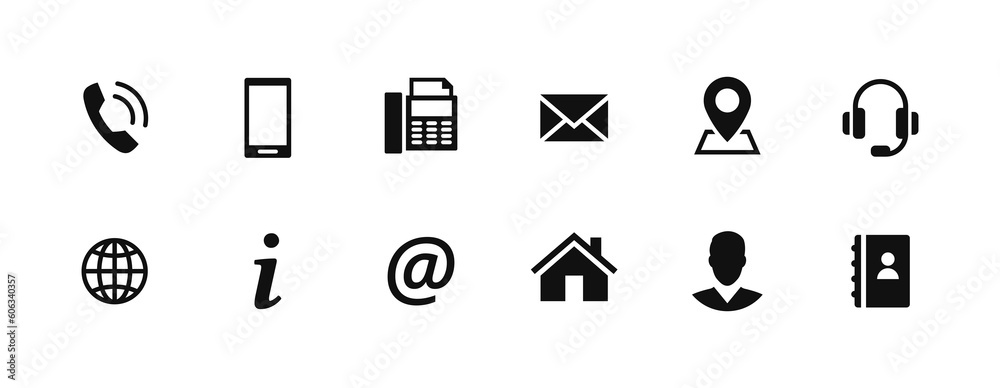 Set of contact icons. PNG design elements. Stock Photo | Adobe Stock