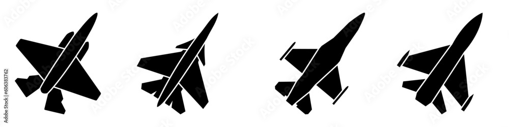 Fighter jet icon vector set. Air Force illustration sign collection ...