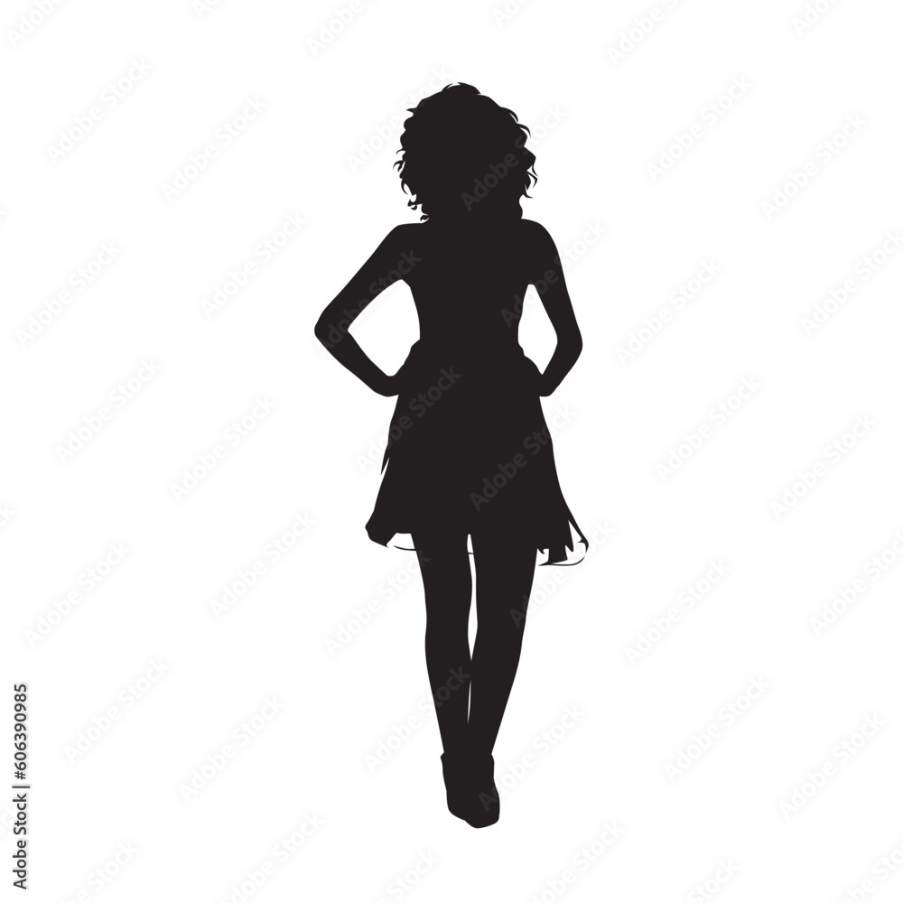 Sexy slim woman standing and wearing short dress, isolated vector ...