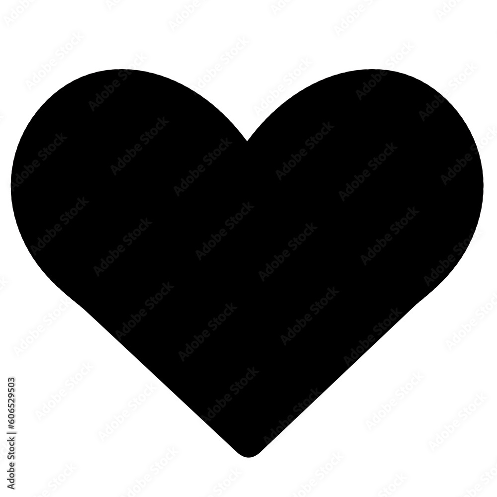 Ilustración CORAZON negro liso sin textura sin fondo simétrico Stock ...