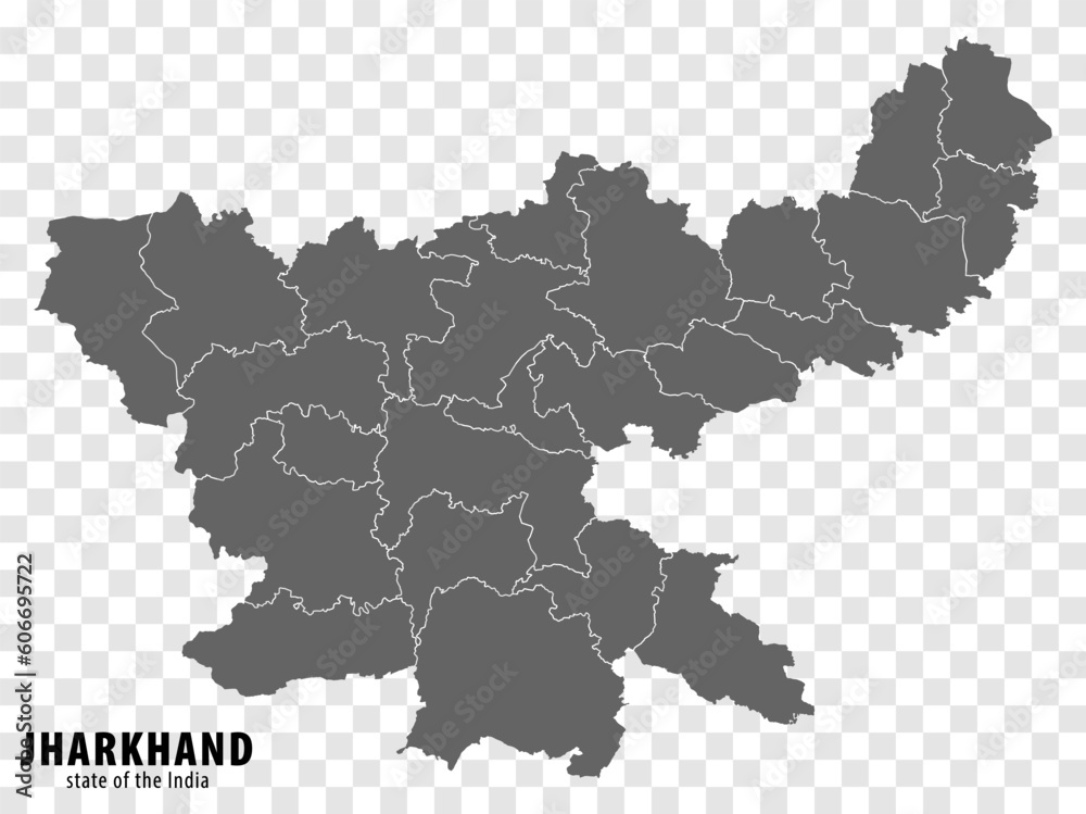 Blank map State Jharkhand of India. High quality map Jharkhand with ...