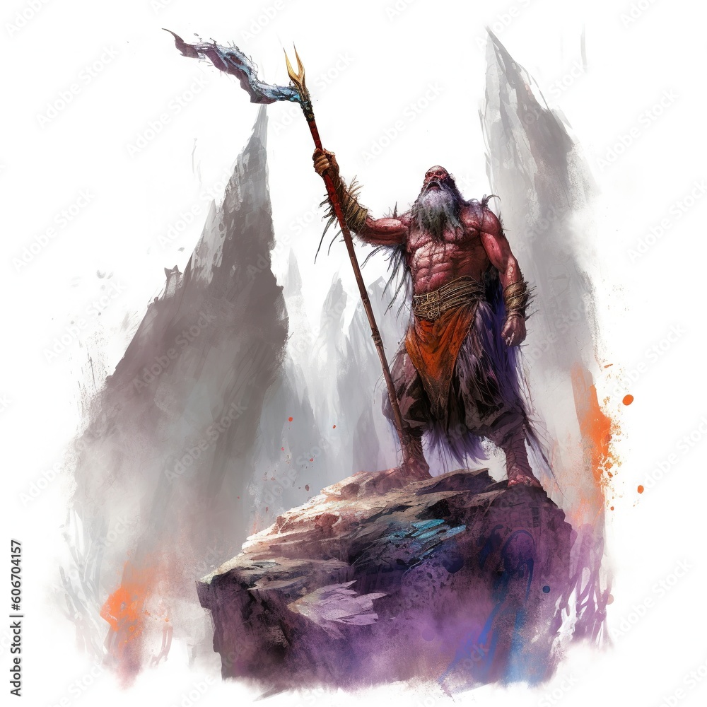 Fantasy RPG Rocky Mountain Mage drawing, white background, created with ...