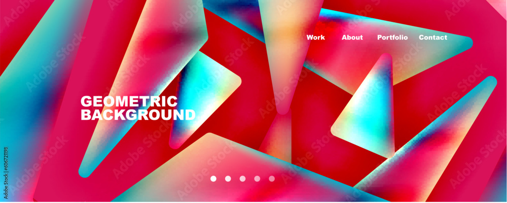 Bright colorful triangular shapes abstract background with fluid color ...