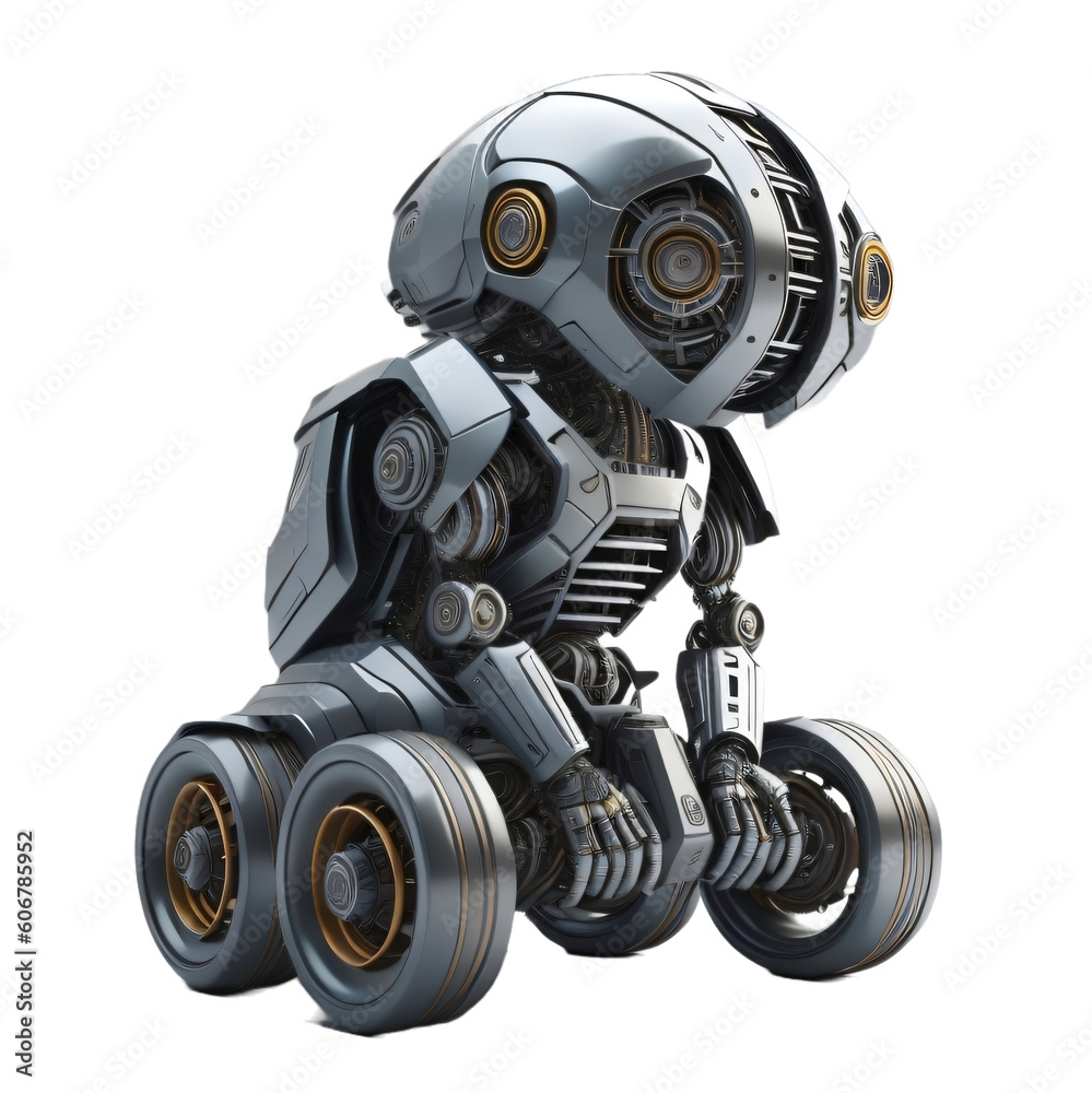 Futuristic robot with wheels, Future robot helper, isolated ...