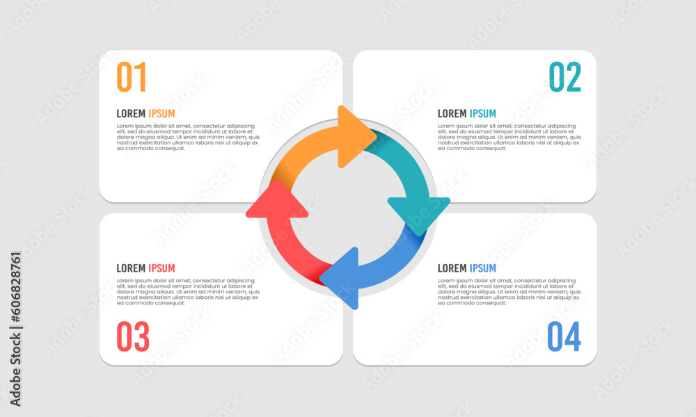 Infographic arrow cycle with four steps or options. Process, Strategy ...