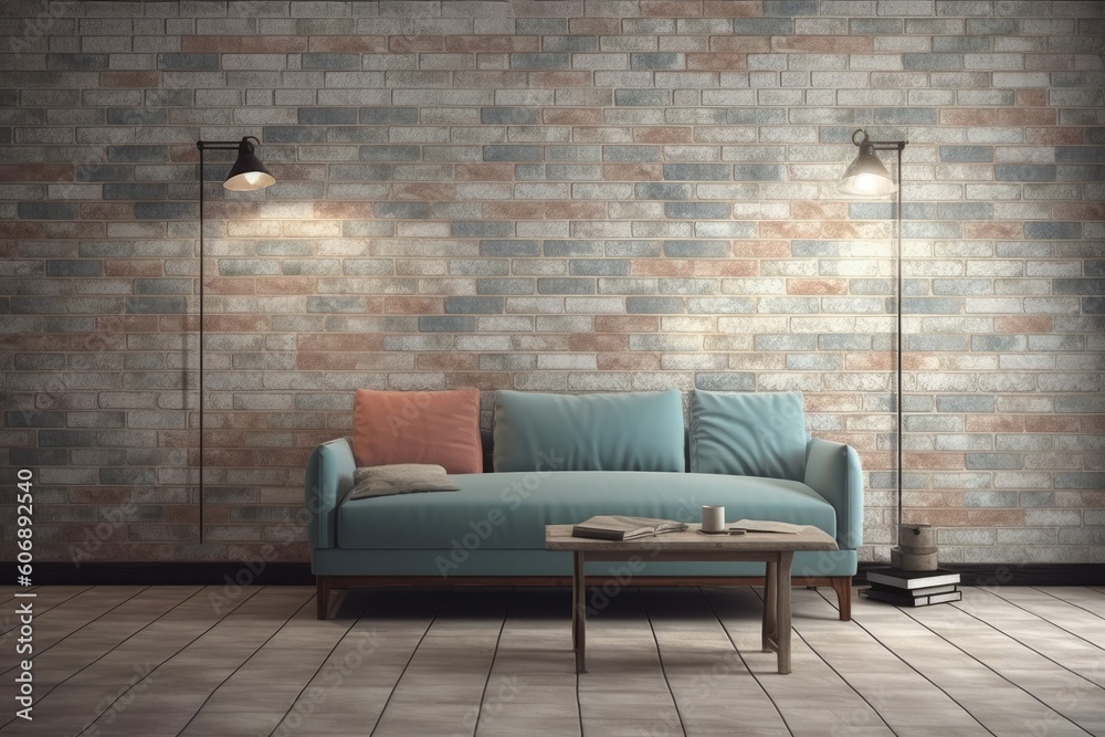 Brick tile color template design texture living room interior sofa ...