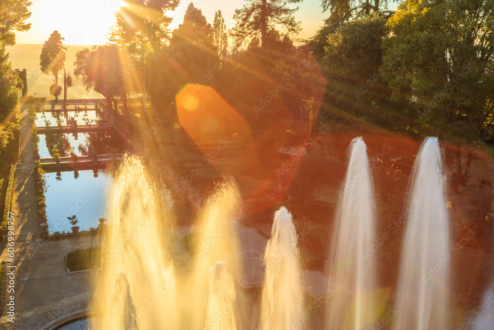 The fish ponds seen from the Fountain of the Organ at Villa d'Este, one ...