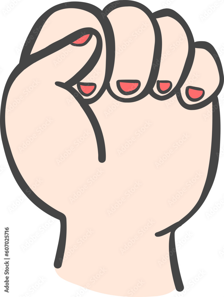 Vetor Cute simple girl power fist symbol hand drawing doodle cartoon ...