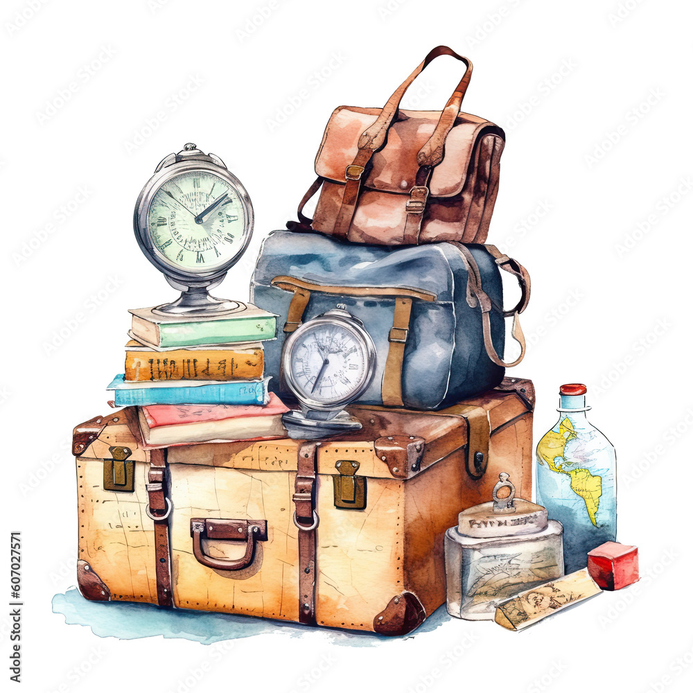 Watercolor traveling clipart isolated on transparent background ...