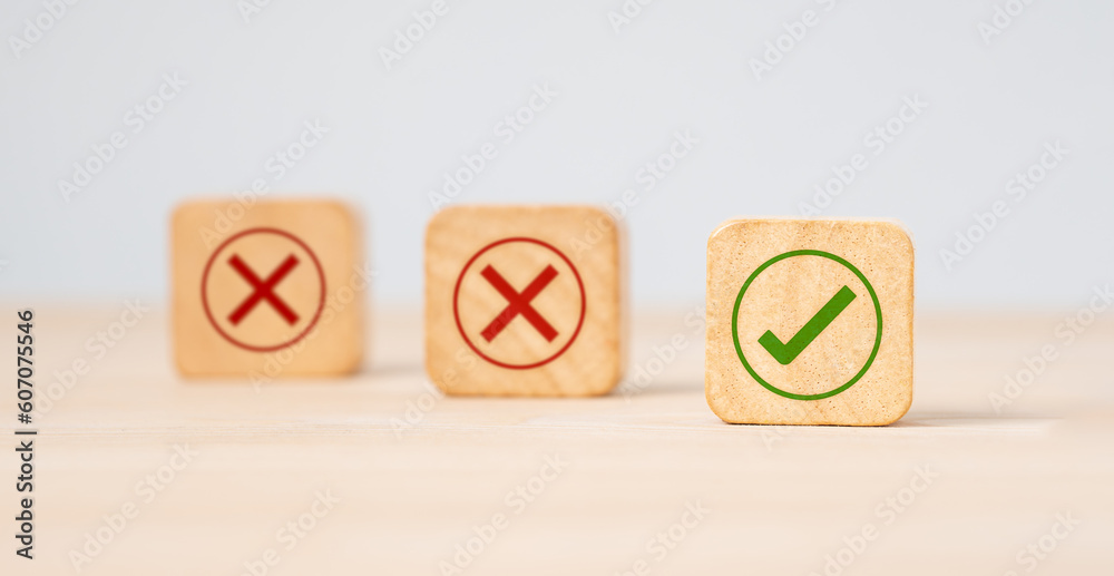 Compliance with rules and the viability of the project. cross and tick ...