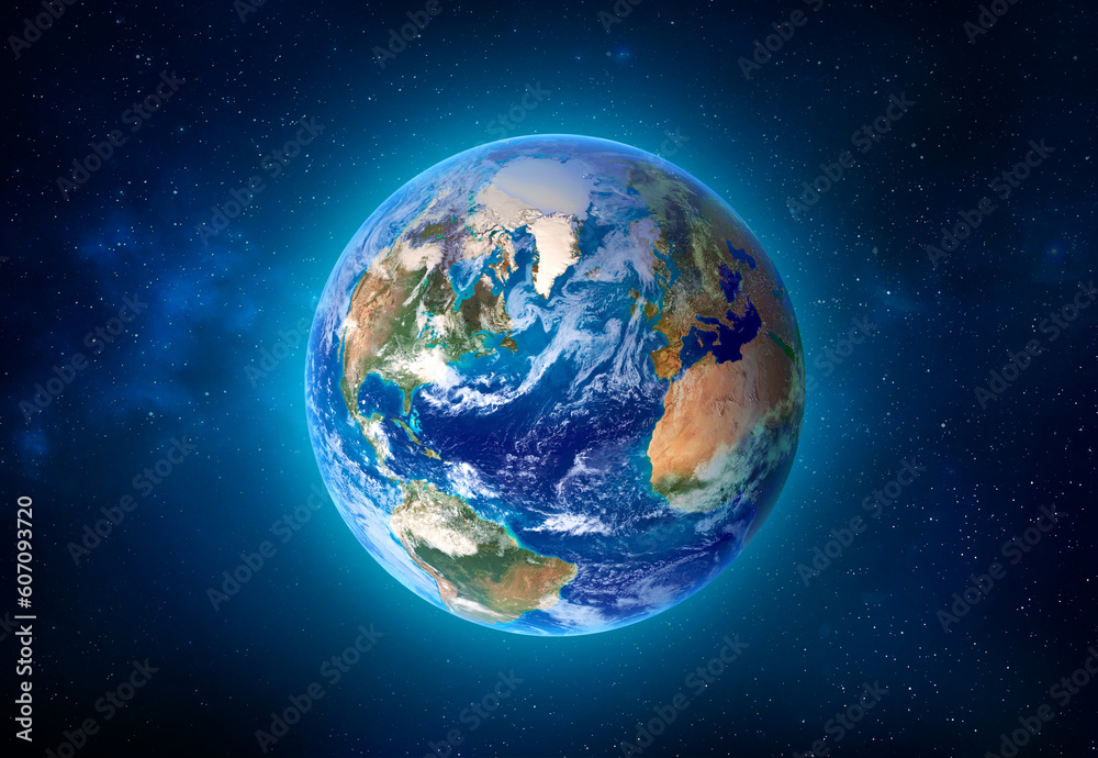 Foto Blue planet earth in space. Atlantic ocean zone. Elements of this ...