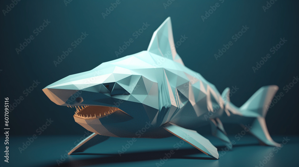 Papierowy drapieżnik - origami rekin - model 3d - Paper predator - origami shark - 3d model - AI ...