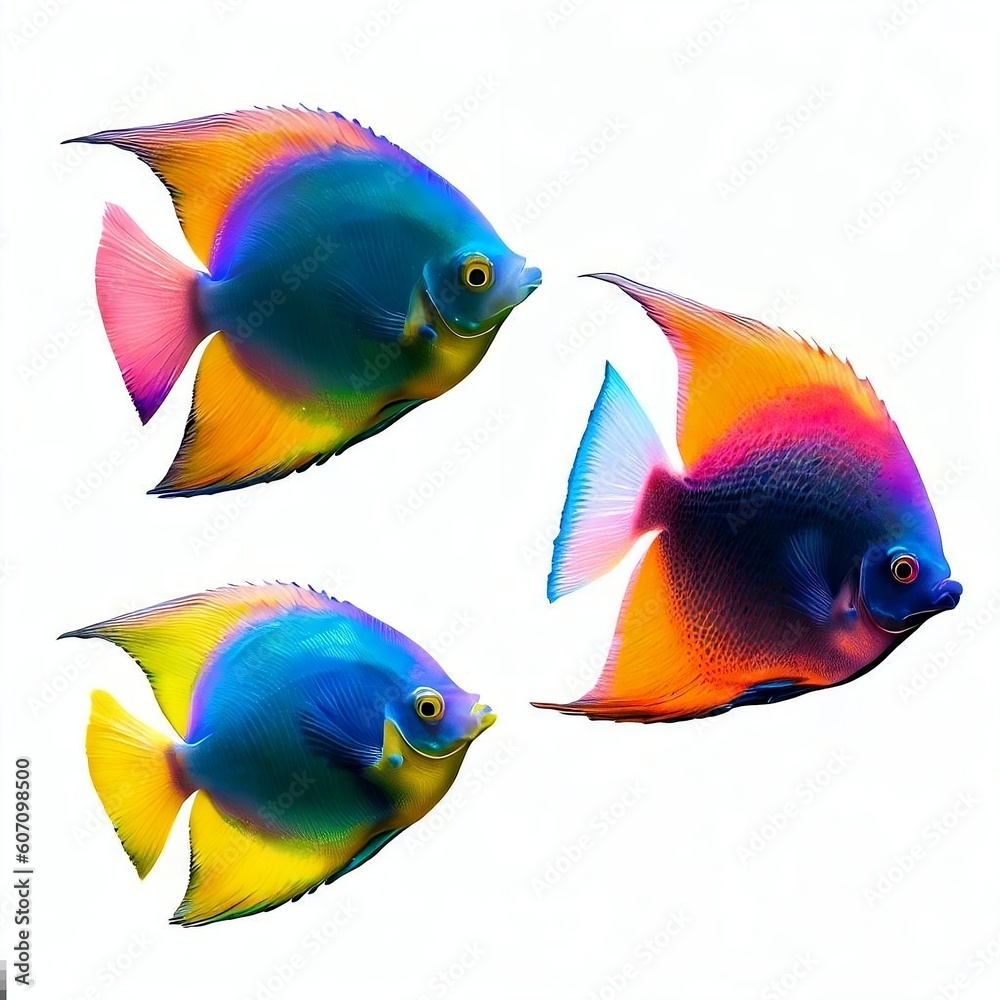 School of 3 Colorful Fluorescent Luminous Shiny Aquarium Water Tropical ...