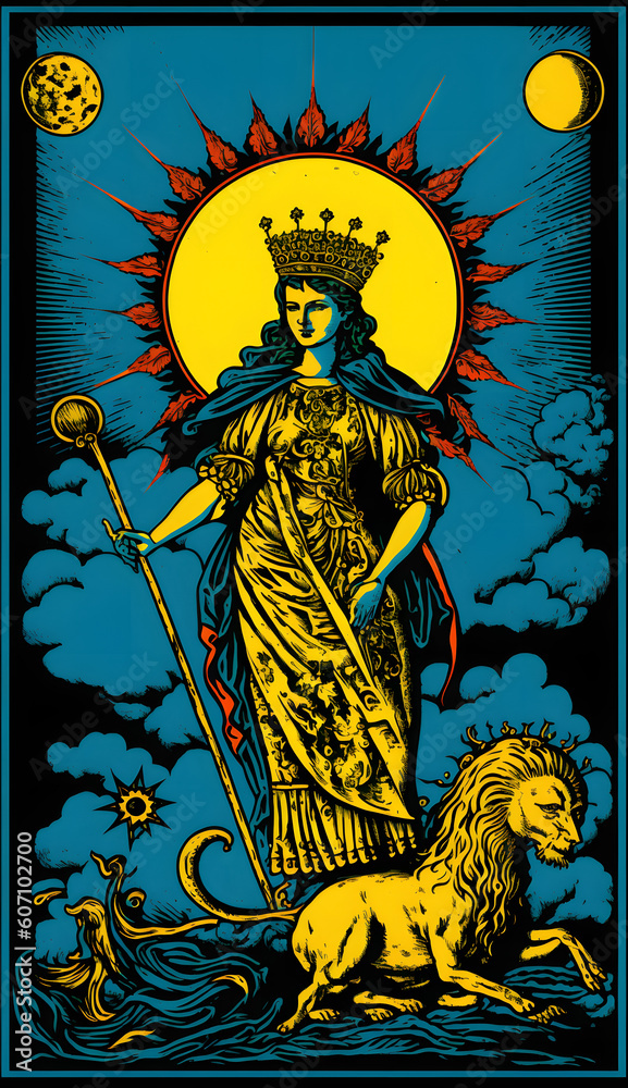 Magic color occult cards. Vintage mystic tarot cards with icon people ...