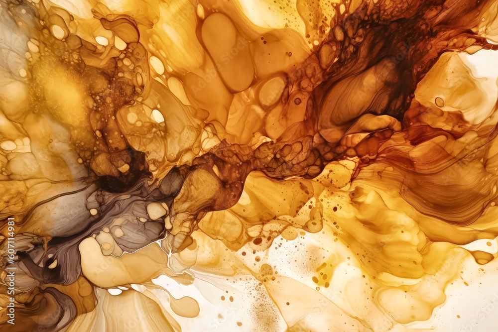 Generative AI illustration of Background of floating liquids of ...