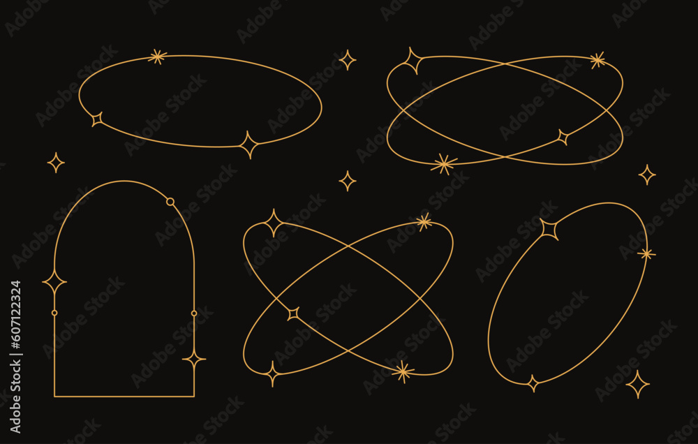 Vector set of linear minimalistic aesthetic frames and borders with ...