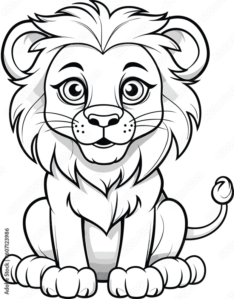 Lion, colouring book for kids, vector illustration Stock Vector | Adobe ...