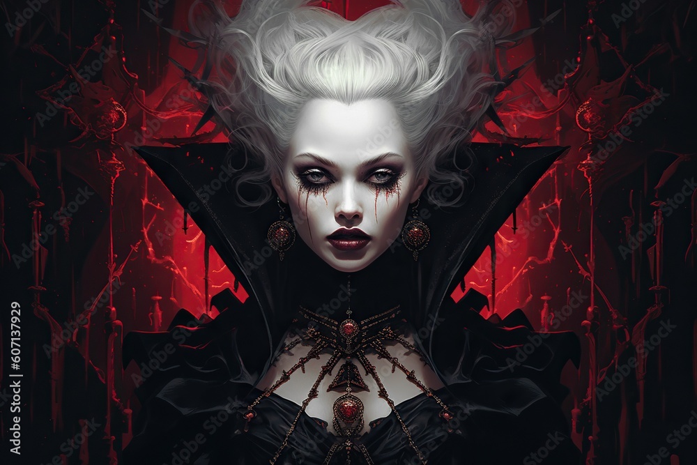 Portrait of gothic vampire queen with dark makeup, beautiful woman ...